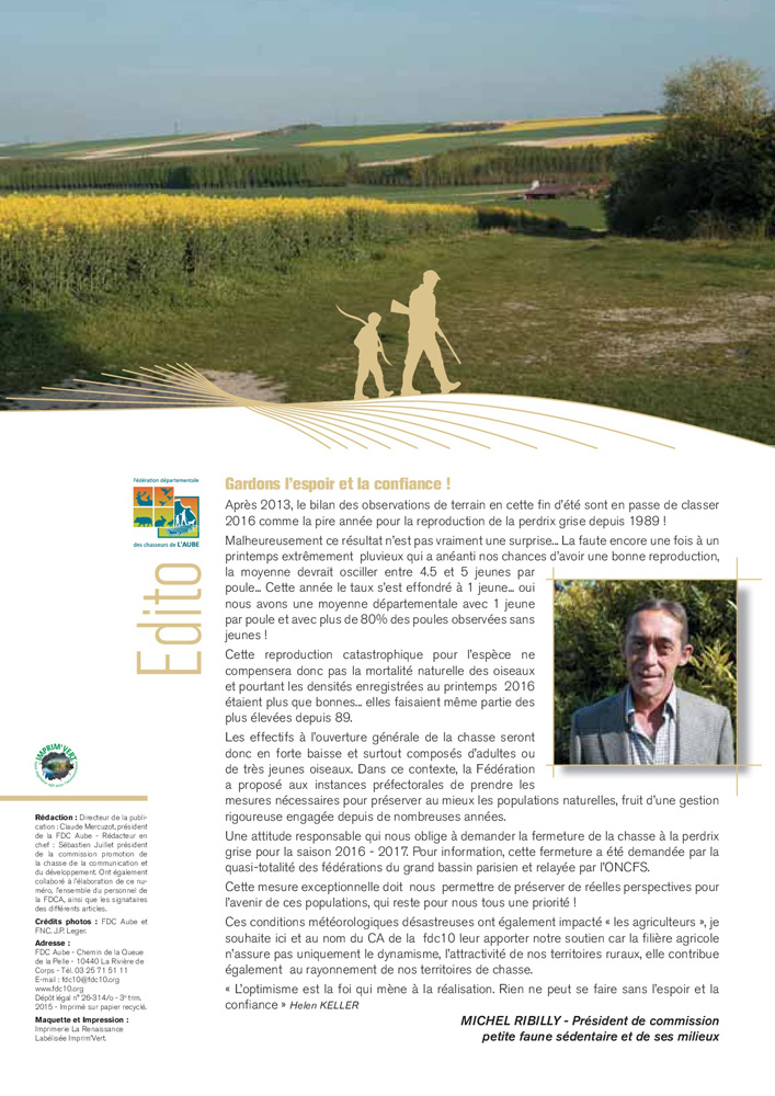 Le Chasseur De Laube Septembre 2016 Fédération Des Chasseurs De Laube
