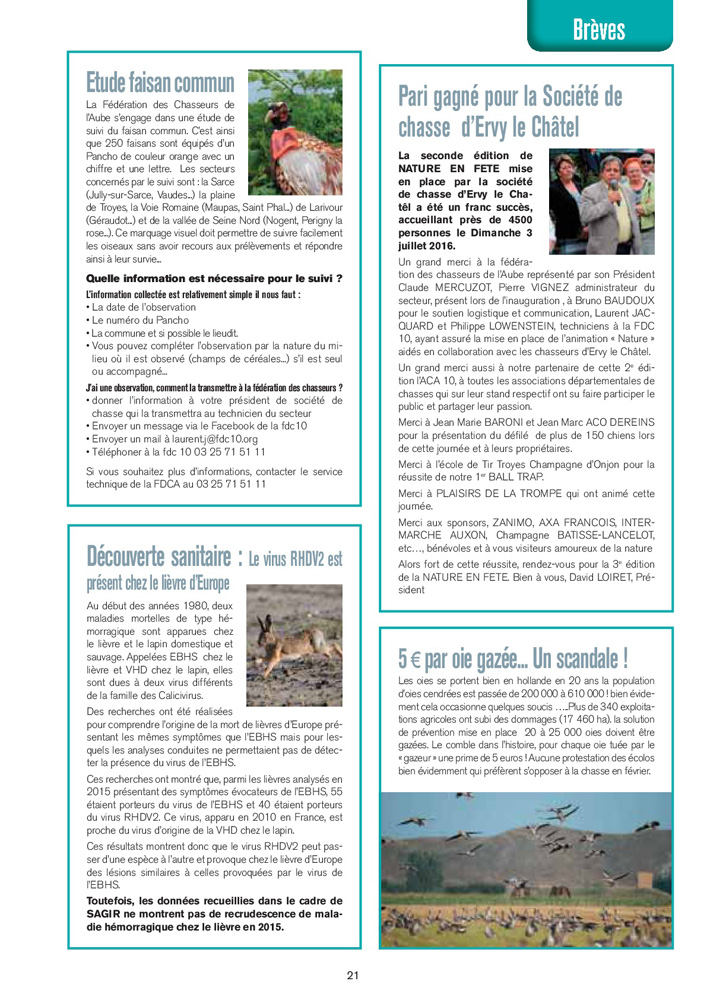 Le Chasseur De Laube Septembre 2016 Fédération Des Chasseurs De Laube